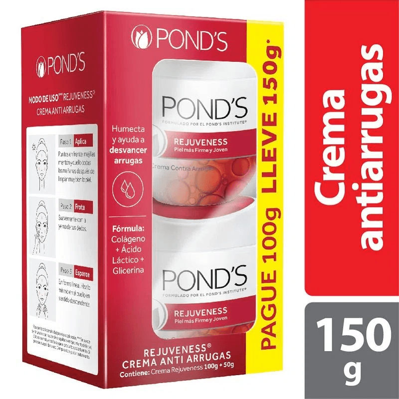 Crema Ponds Rejuveness 100 Gramos + Crema Ponds Rejuveness 50 Gramos