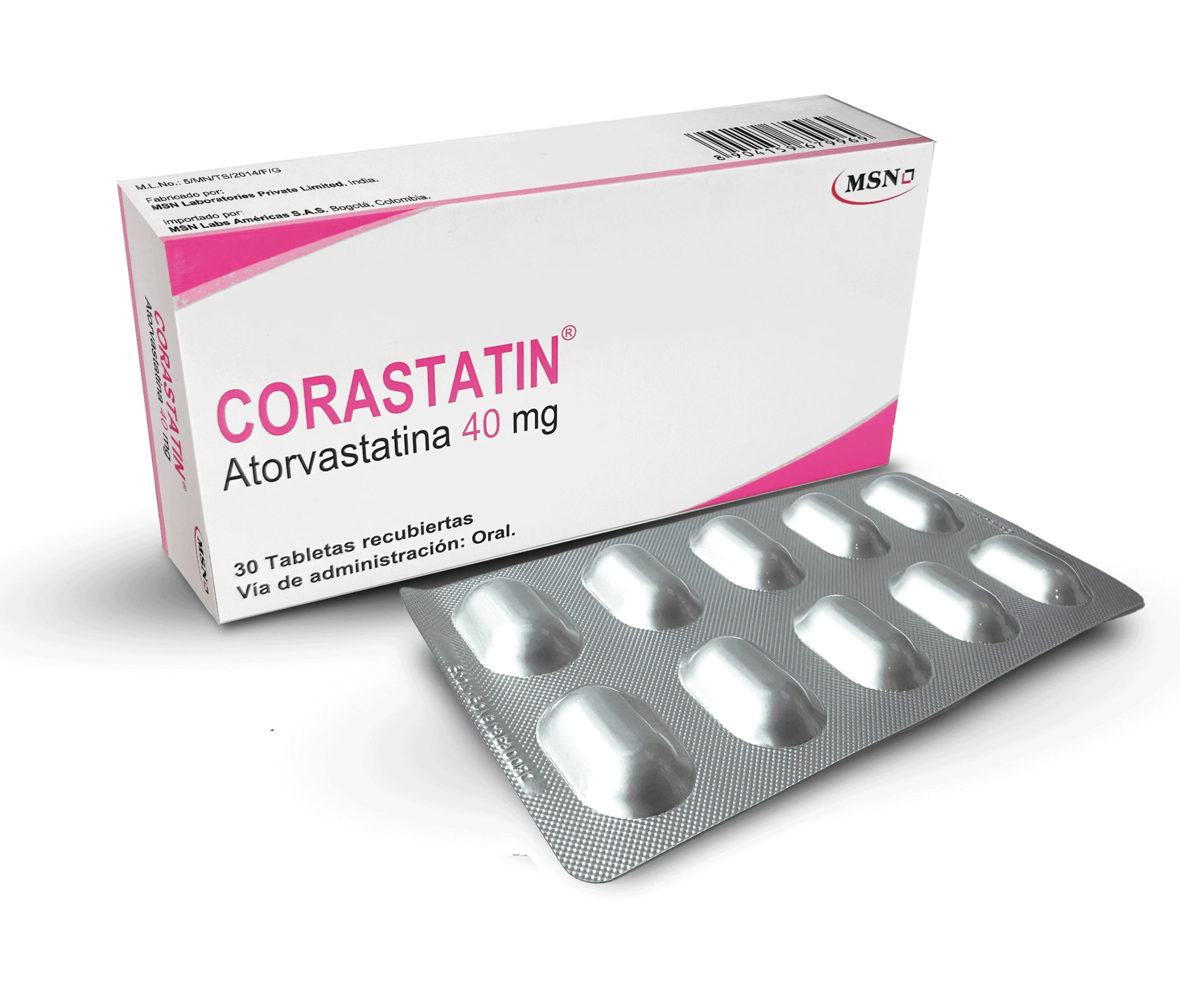 Corastatin (Atorvastatina 40 Mg) 30 Tabletas