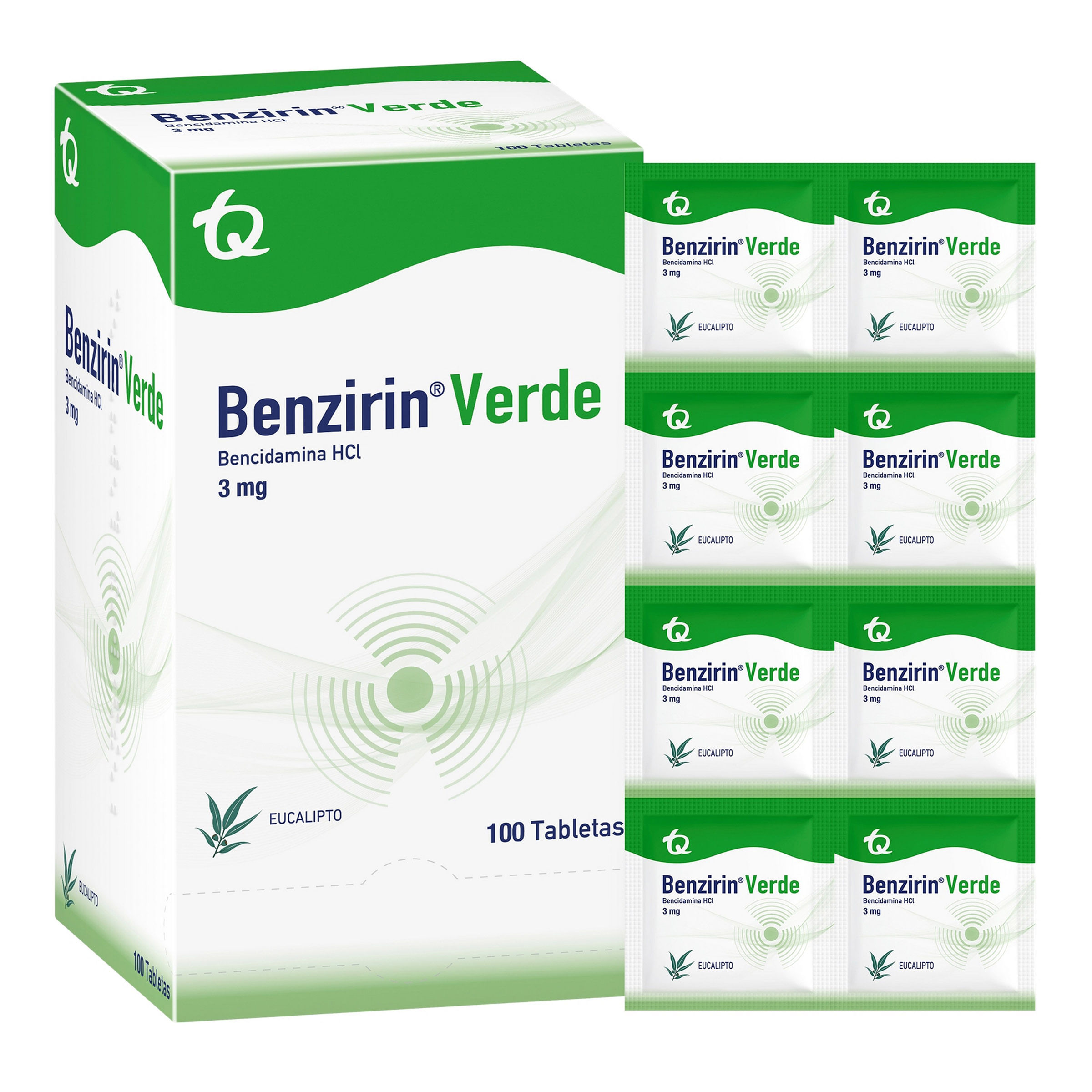 Benzirin Verde Eucalipto 100 Pastillas